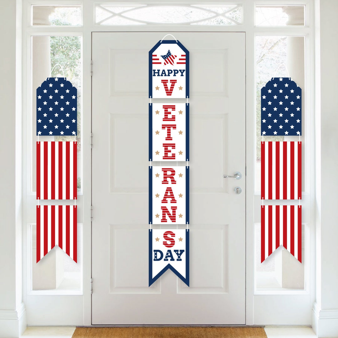 Happy Veterans Day - Hanging Vertical Paper Door Banners - Patriotic ...