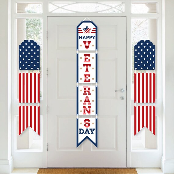 Happy Veterans Day - Hanging Vertical Paper Door Banners - Patriotic ...