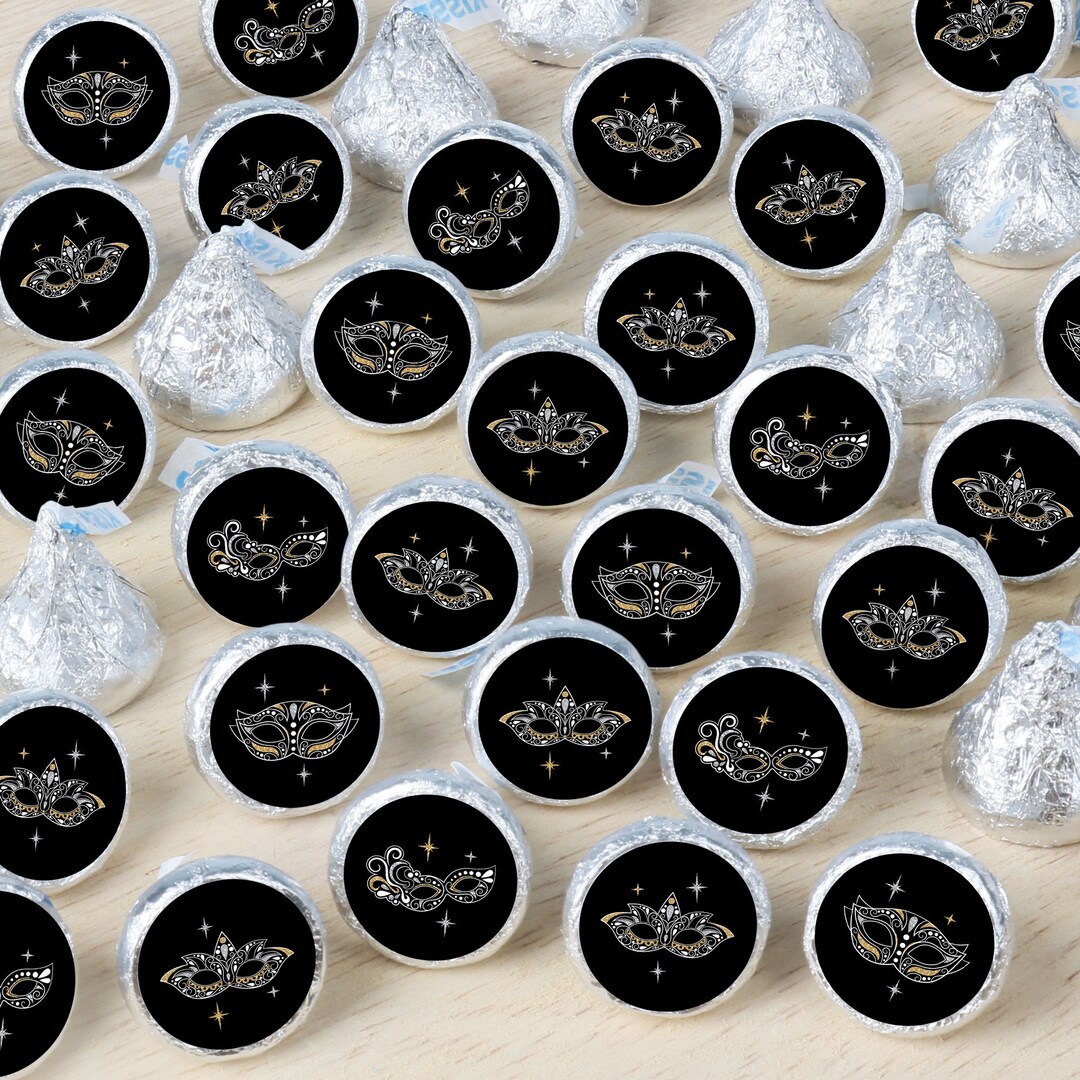 Masquerade - Venetian Mask Party Small Round Candy Stickers - Party ...