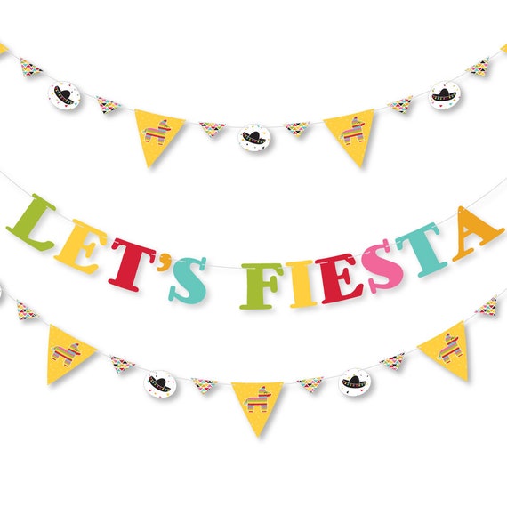 Let's Fiesta - Mexican Fiesta Party Letter Banner Decoration - 36 ...