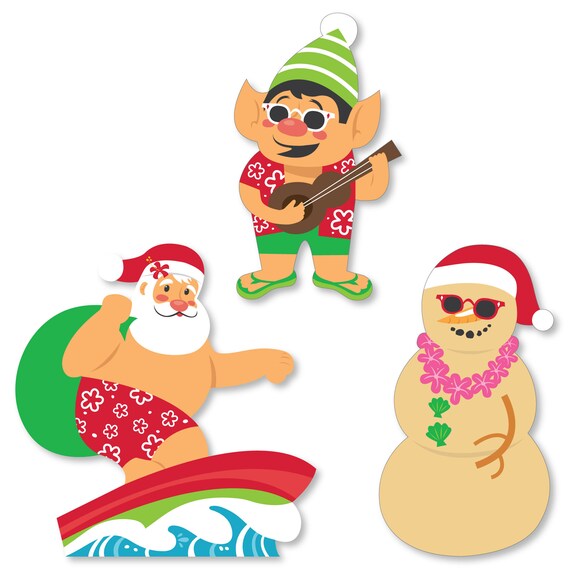 Tropical Christmas - DIY Shaped Beach Santa Holiday Party Cut-Outs - 24 ...