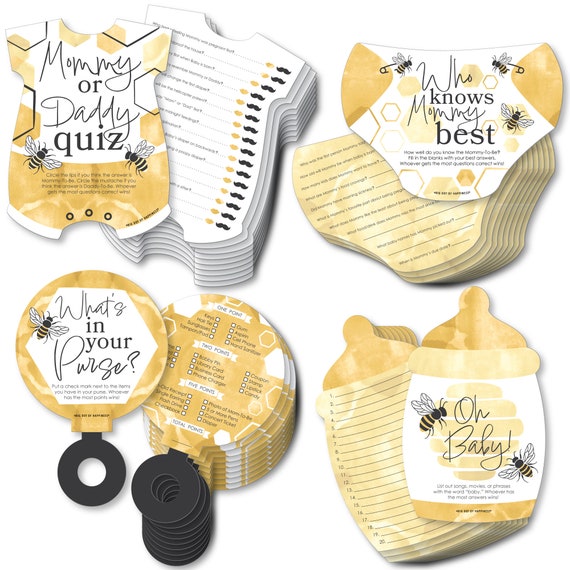 Little Bumblebee - 4 Baby Shower Games - 10 Cards Each - Gamerific ...