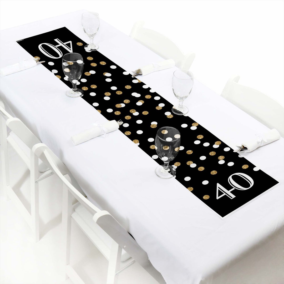 Adult 40th Birthday - Gold - Petite Birthday Party Paper Table Runner ...