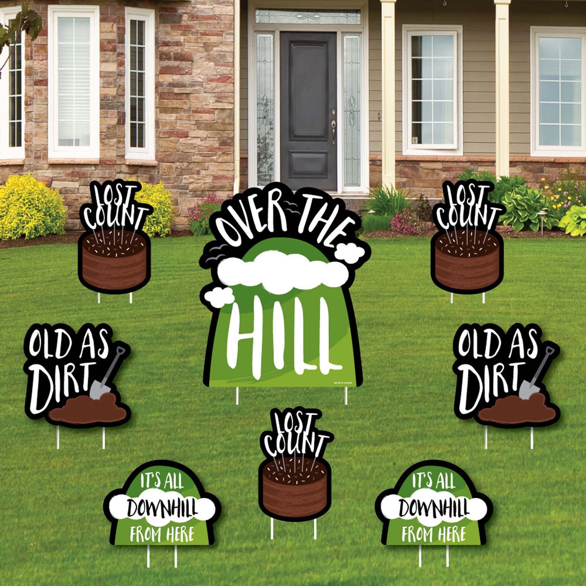 Over the Hill Birthday Yard Sign and Outdoor Shaped Lawn | Etsy