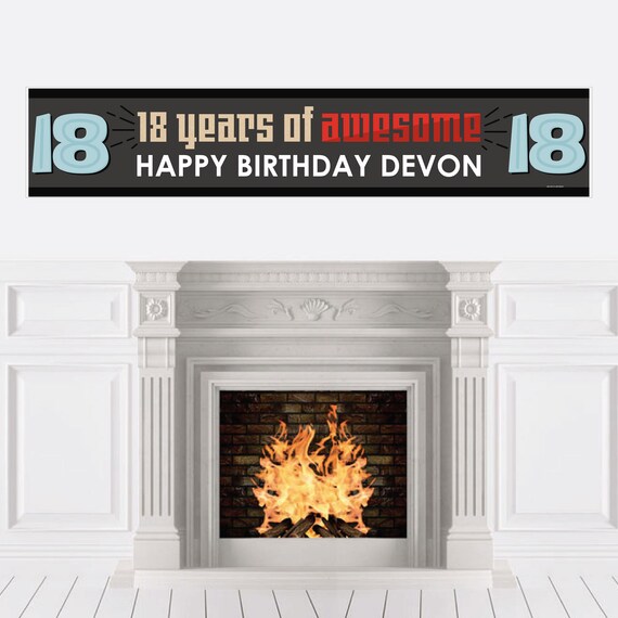 Boy 18th Birthday - Personalized Happy Birthday Eighteenth Party Banner ...
