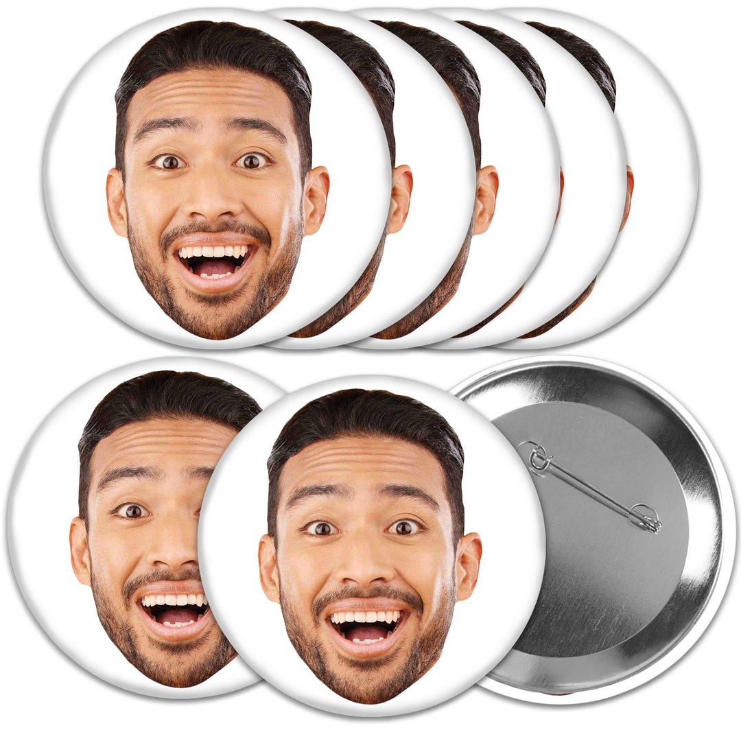 Custom Photo Fun Face Button, Party Favors for Birthday, Retirement ...