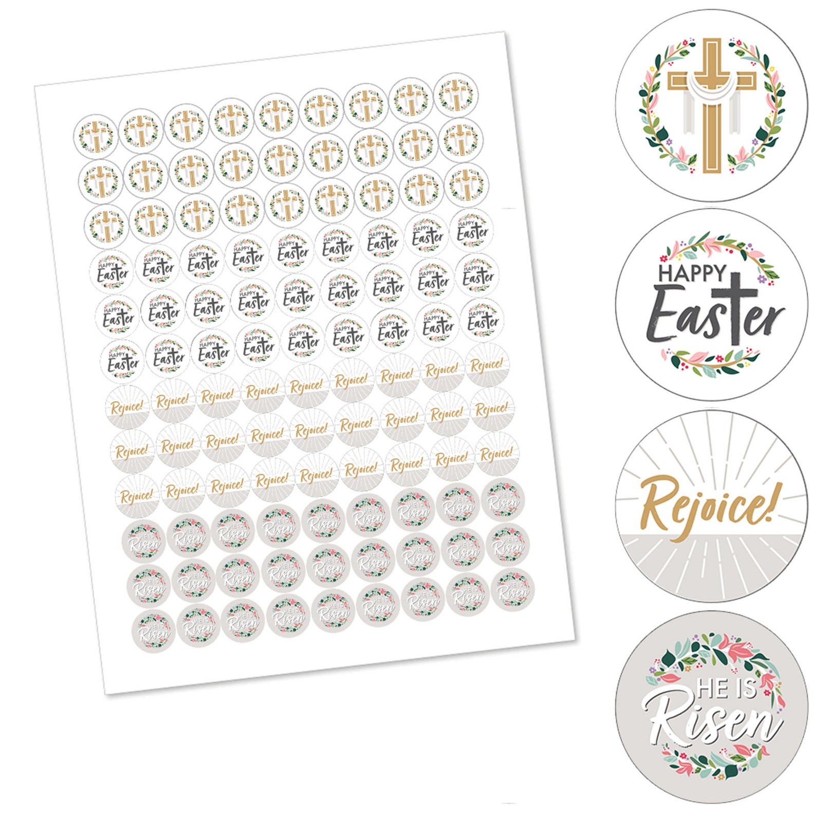 Religious Easter Christian Holiday Party Round Candy Sticker | Etsy