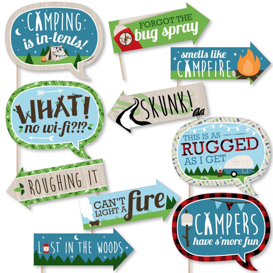 Funny Happy Camper - Photo Booth Props - Camping Baby Shower ...