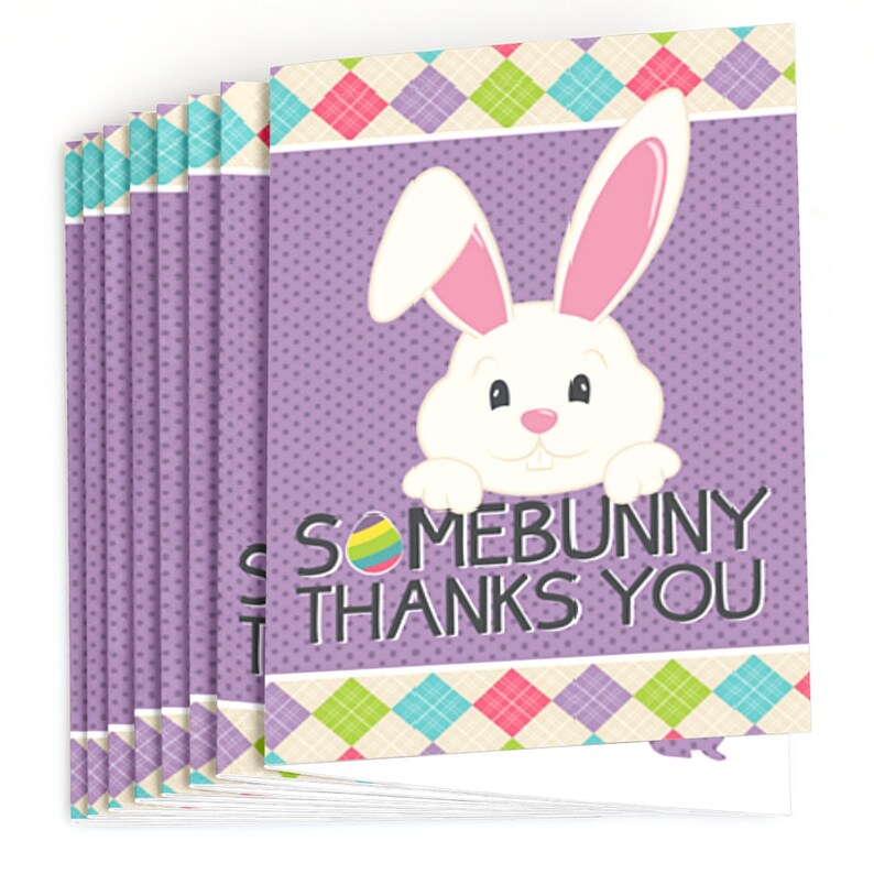 Hippity Hoppity - Easter Bunny Thank You Cards - Happy Easter Party ...