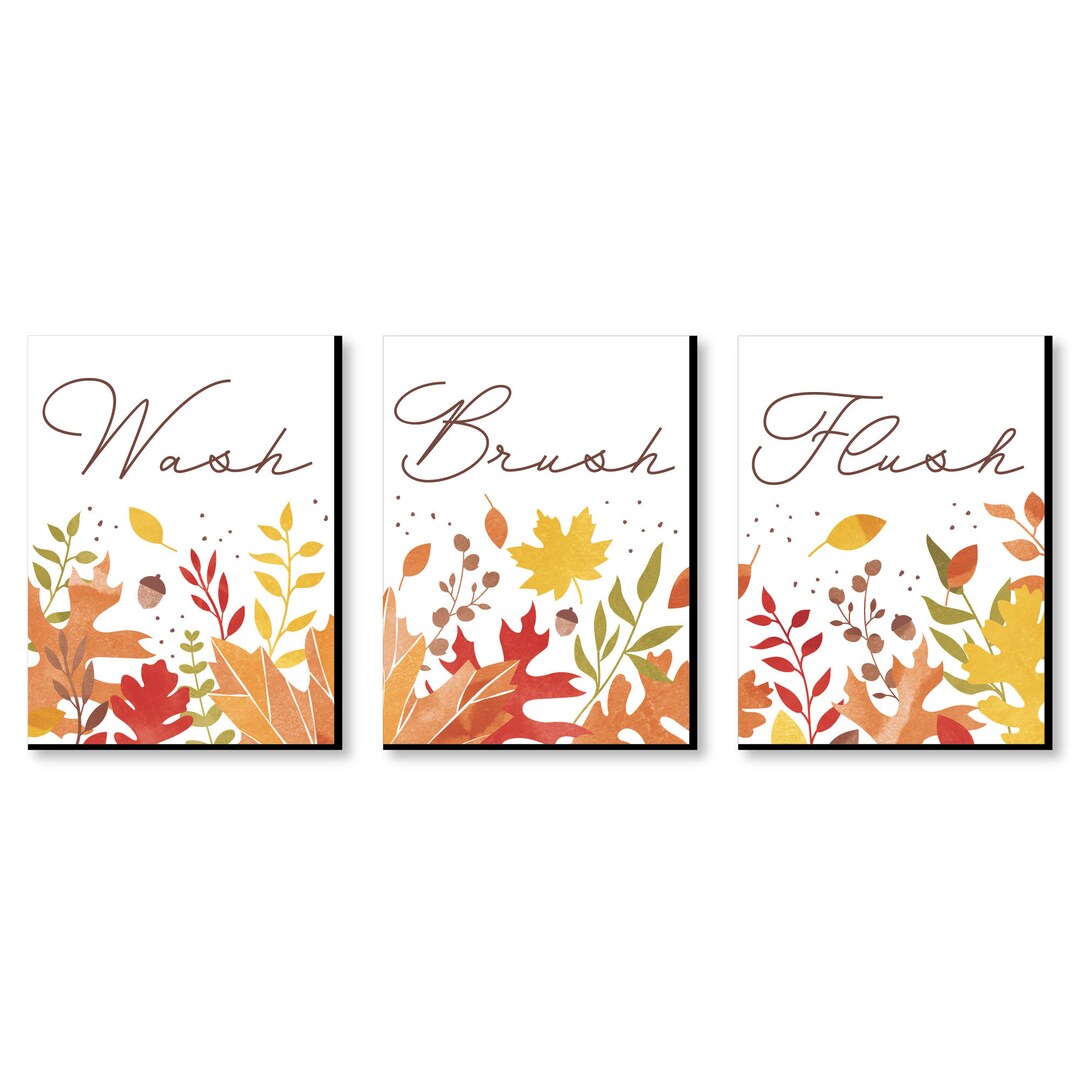 Fall Foliage - Autumn Leaves Kids Bathroom Rules Wall Art - 7.5 X 10 ...