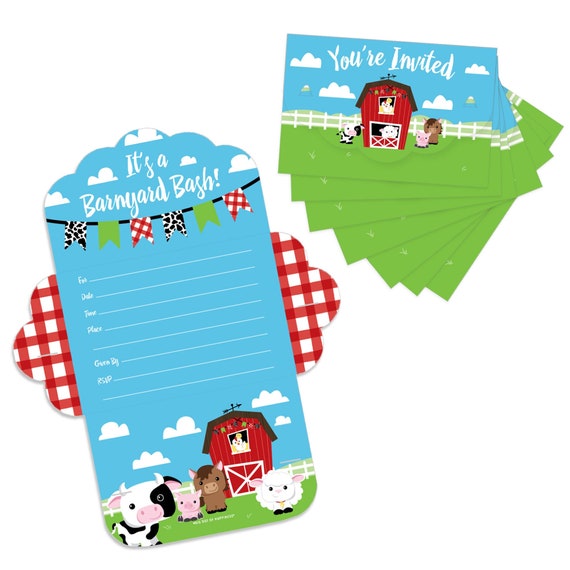 Farm Animals - Fill-In Cards - Barnyard Baby Shower or Birthday Party ...