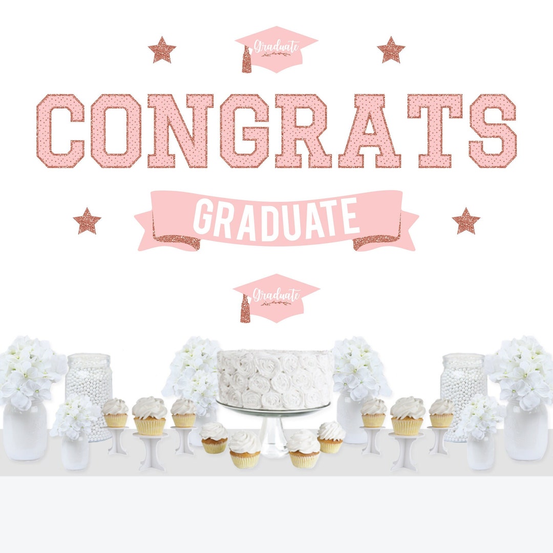 Rose Gold Grad - Peel and Stick Graduation Party Decoration - Wall ...