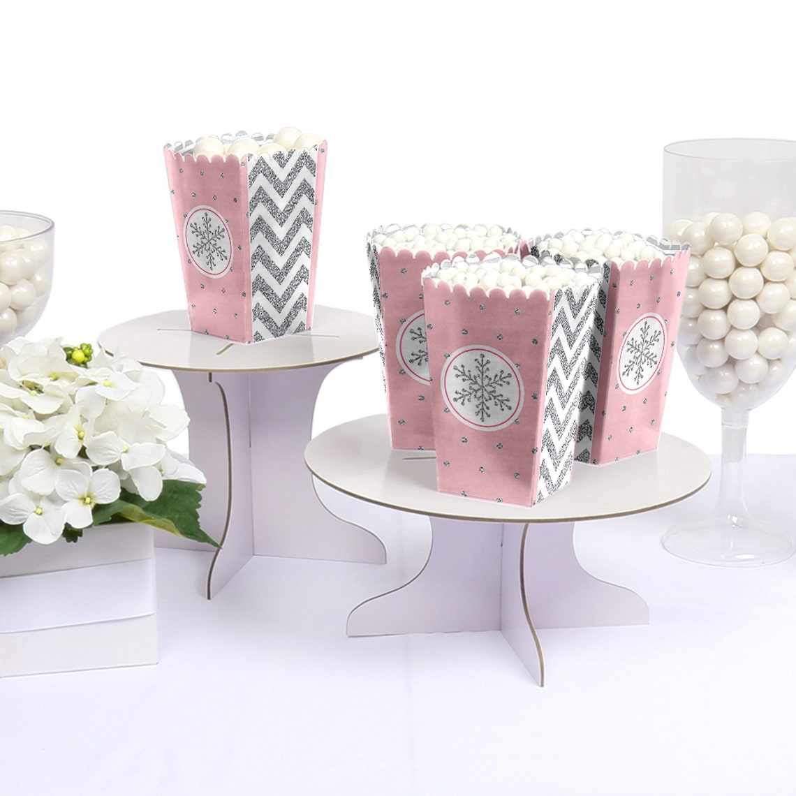 Pink Winter Wonderland Holiday Snowflake Birthday Party or - Etsy