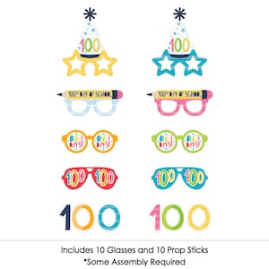 Happy 100th Day of School Glasses - Paper Card Stock 100 Days Party ...