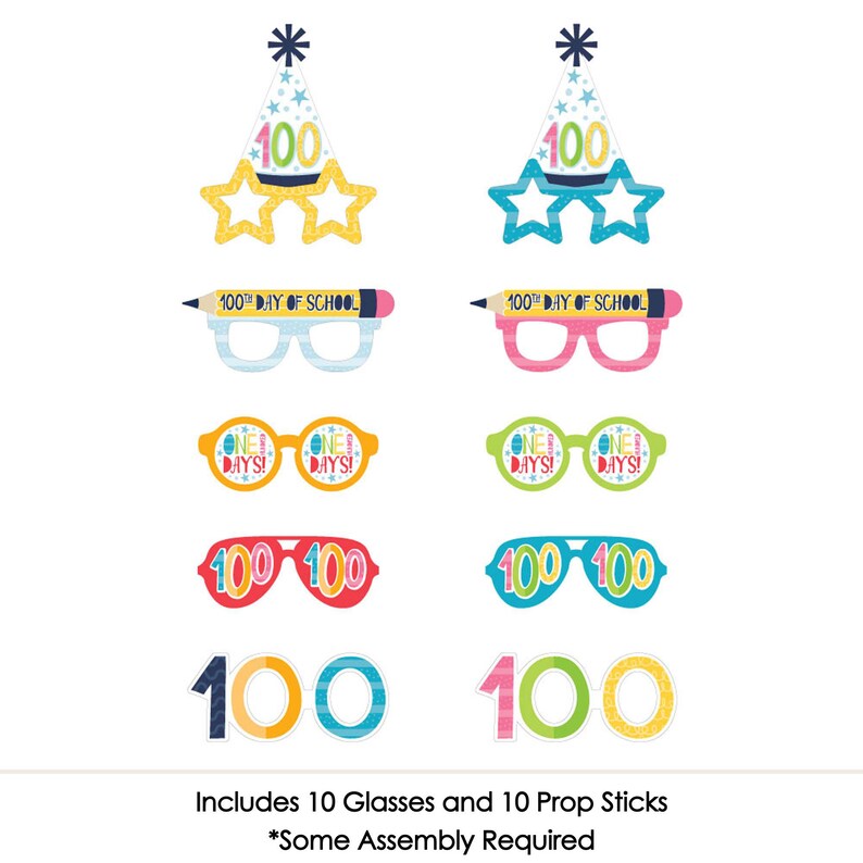 Happy 100th Day of School Glasses Paper Card Stock 100 Days - Etsy