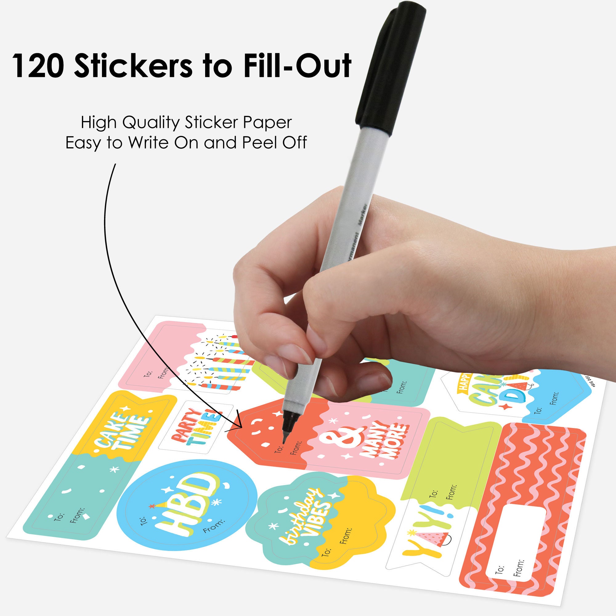 Party Time - Assorted Happy Birthday Party Gift Tag Labels - to and ...