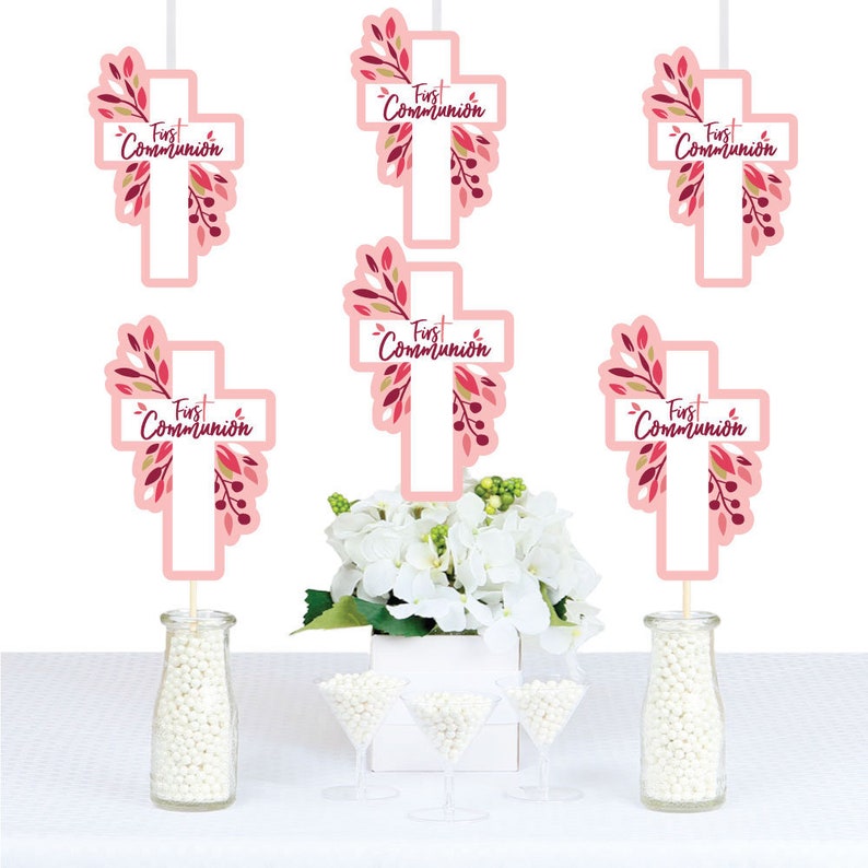 First Communion Pink Elegant Cross Decorations DIY Girl | Etsy