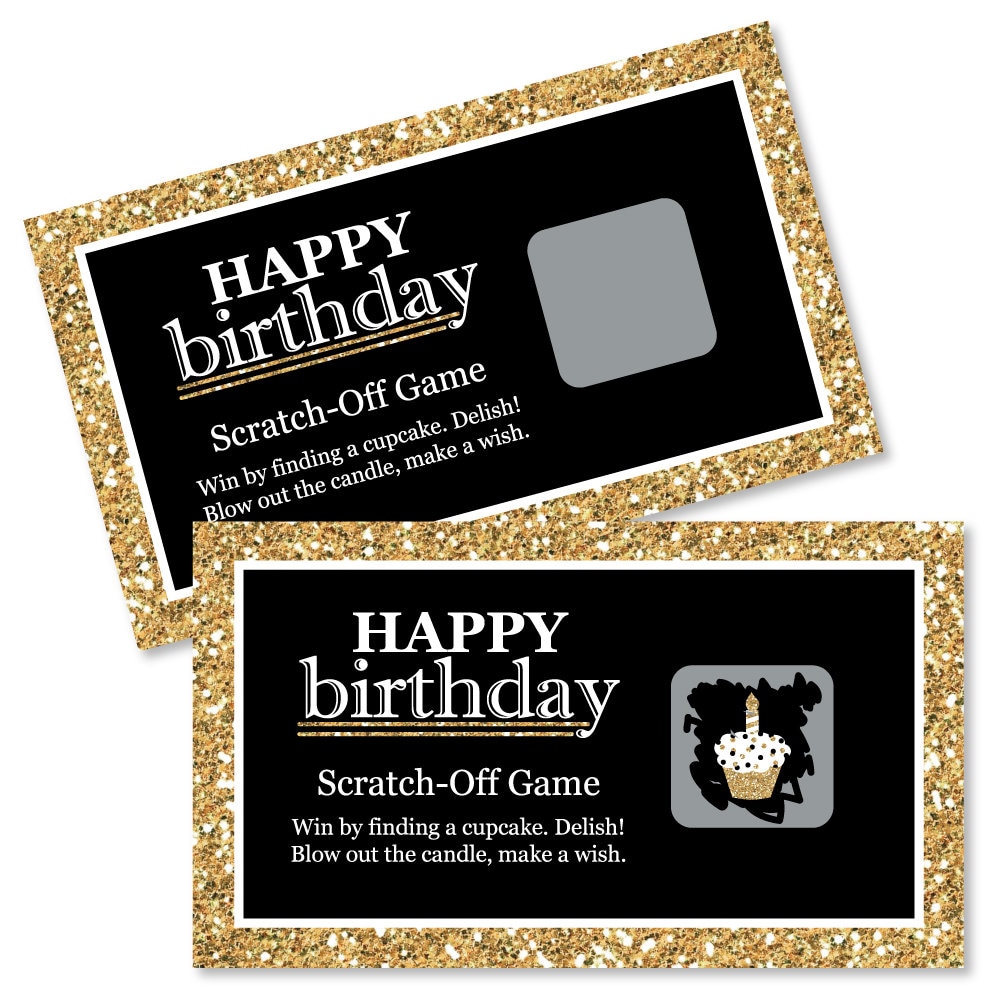 Happy Birthday Gold Party Scratch off Game Adult Happy | Etsy