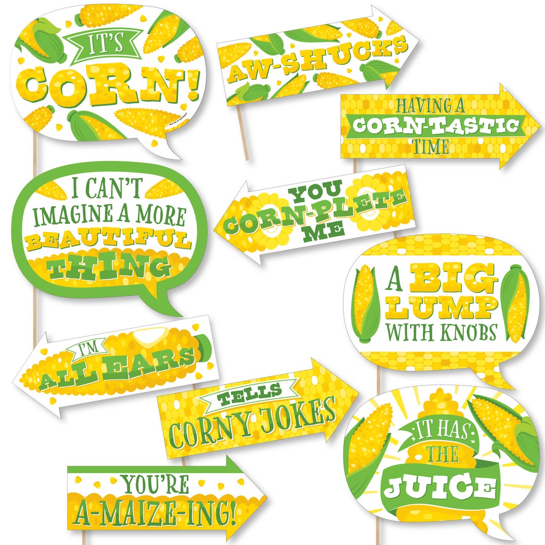 Funny It's Corn - Fall Harvest Party Photo Booth Props Kit - 10 Piece ...