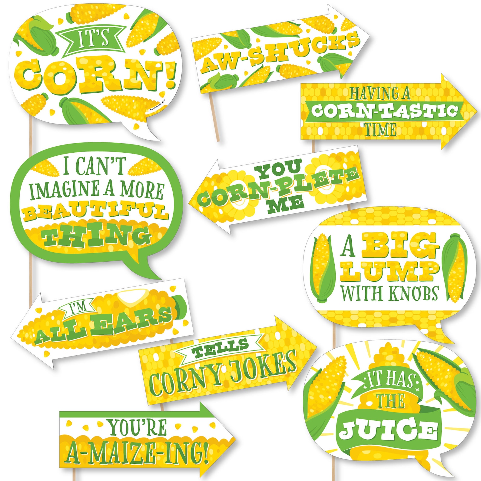 Funny It's Corn - Fall Harvest Party Photo Booth Props Kit - 10 Piece ...