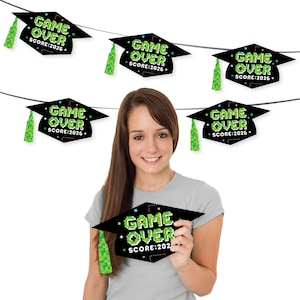 Game Over - Grad Cap Decorations DIY Video Game Graduation Large Party ...