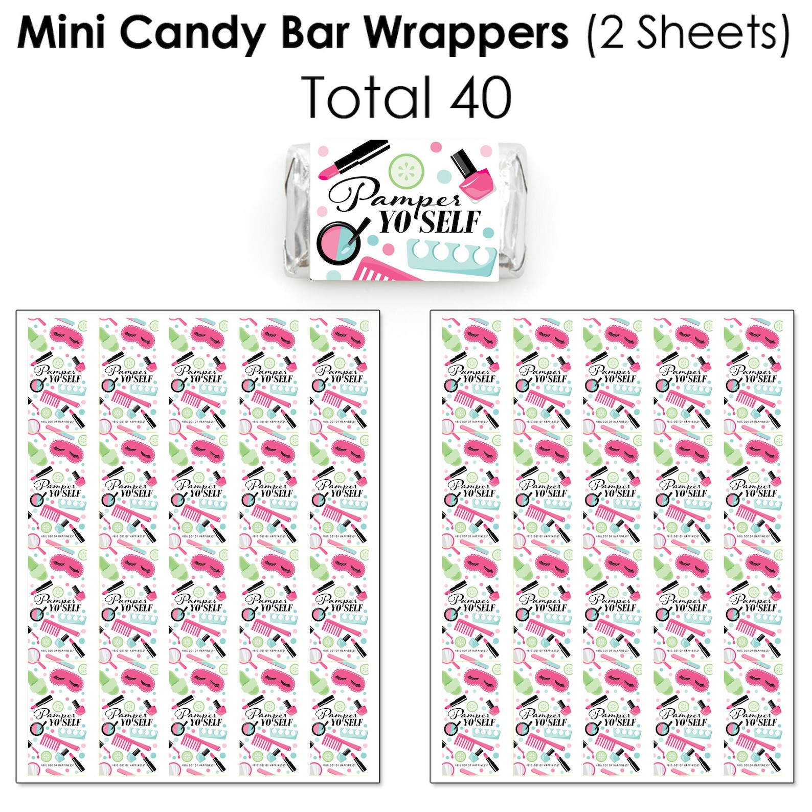 Spa Day Mini Candy Bar Wrappers Round Candy Stickers and - Etsy