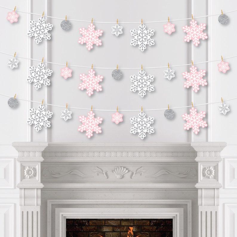 Pink Winter Wonderland Holiday Snowflake Birthday Party and | Etsy