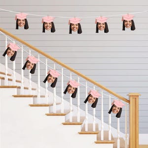 Custom Photo Rose Gold Grad Cap, Fun Face Cutout Decorations ...