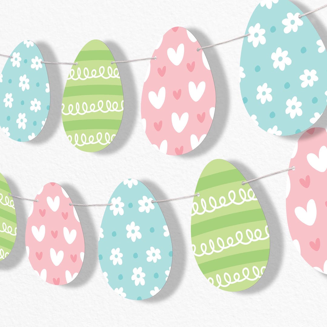 Easter Egg Garland Banner, Colorful Spring Hanging Decorations, Happy ...