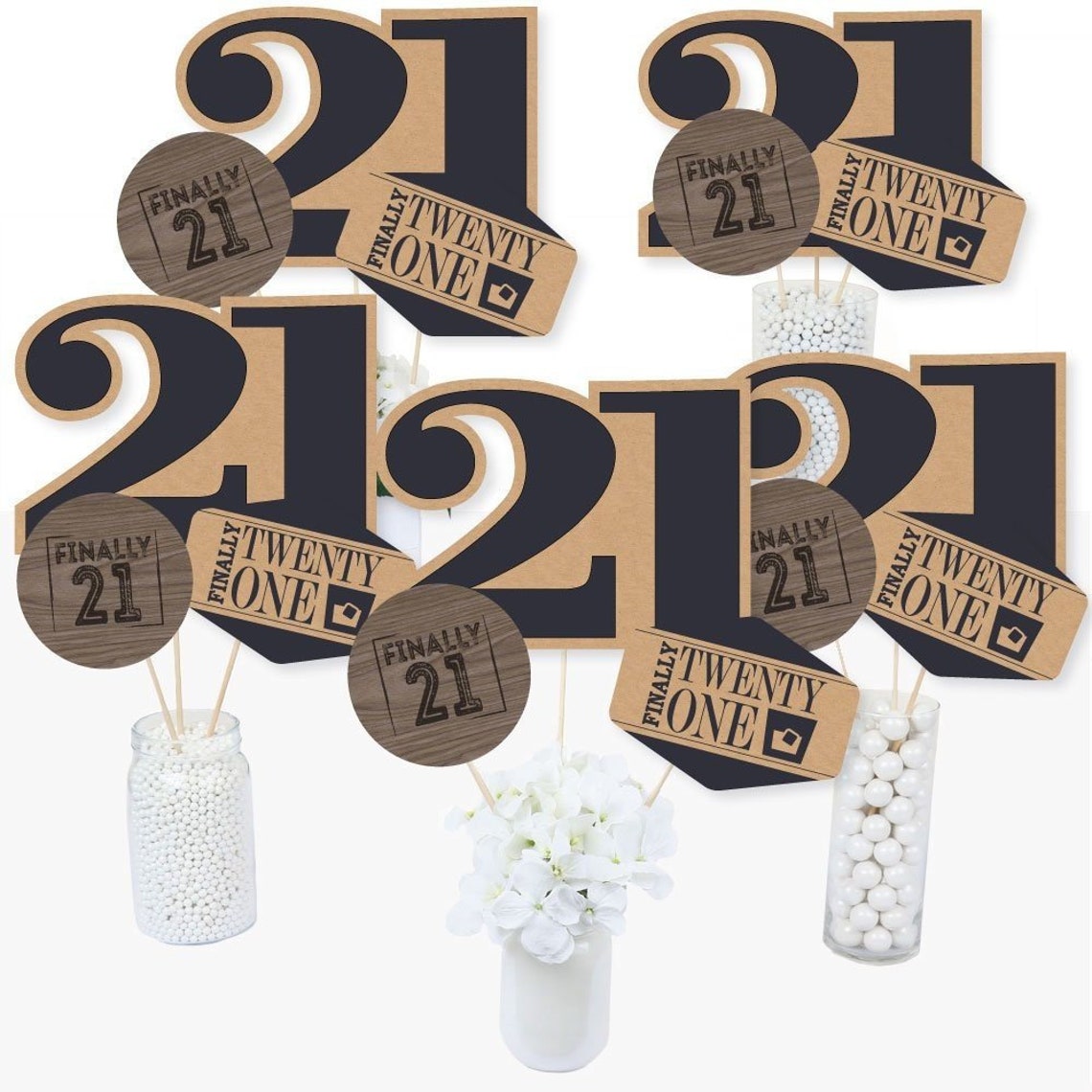 Finally 21 Birthday Centerpiece Sticks Twenty First - Etsy