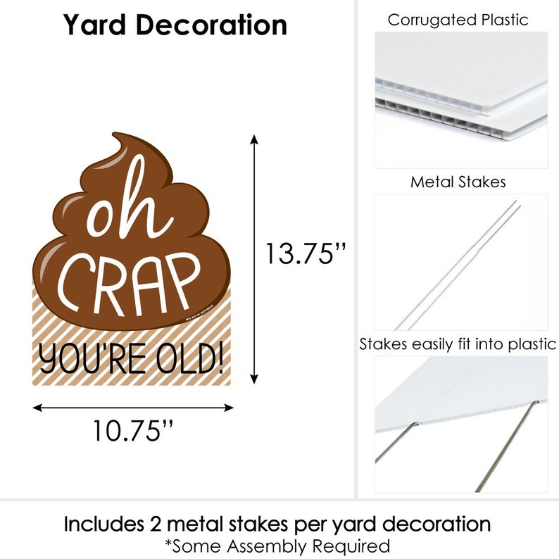 Oh Crap Youre Old Outdoor Lawn Sign Poop Birthday Party | Etsy