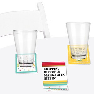 Let’s Fiesta - Funny Mexican Fiesta Decorations - Drink Coasters - Set ...