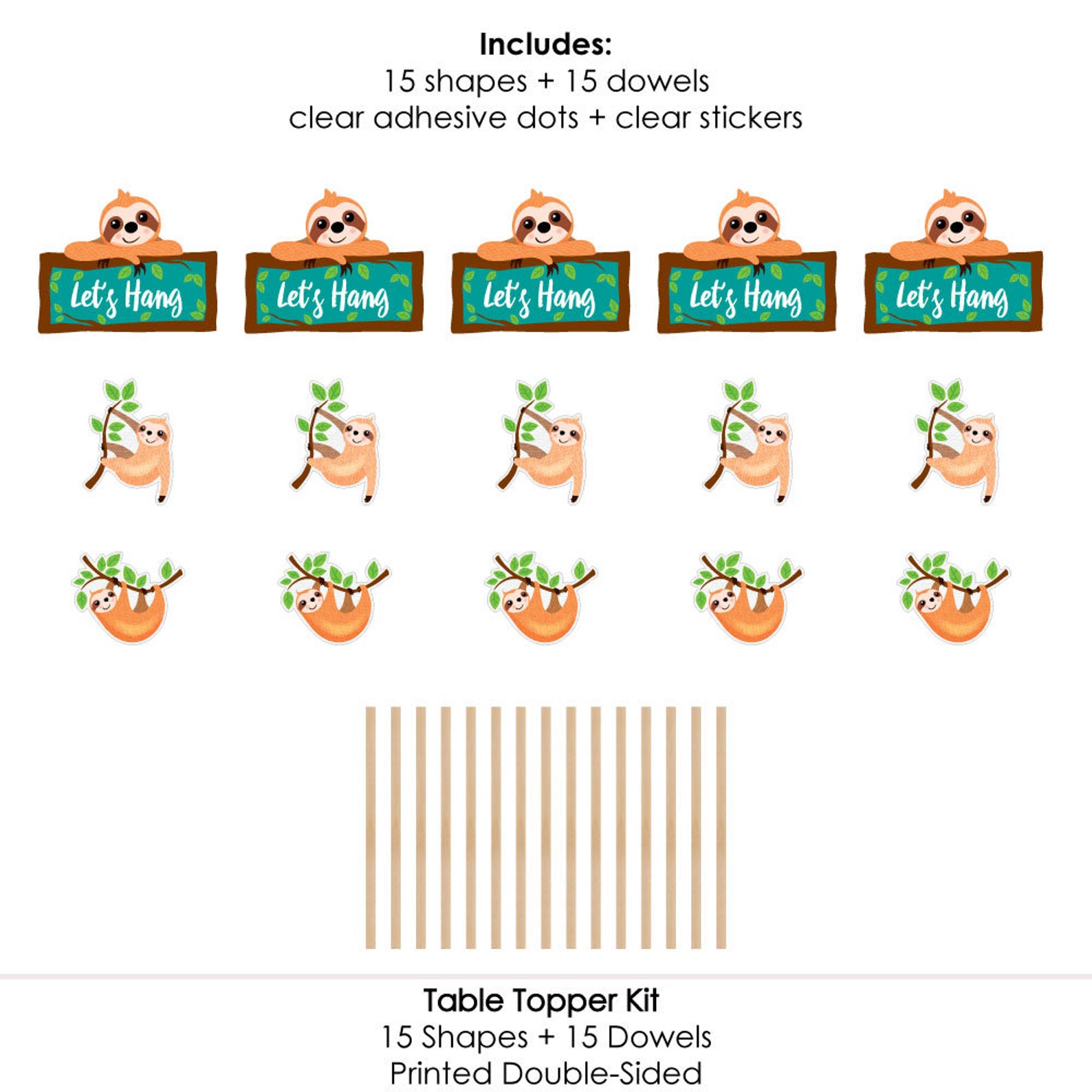 Let's Hang Sloth Centerpiece Sticks Sloth Baby | Etsy