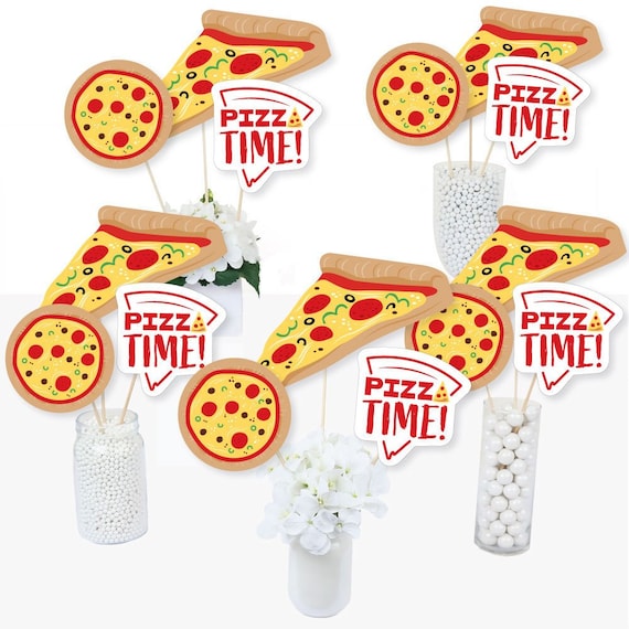 Pizza Party Time - Baby Shower or Birthday Party Centerpiece Sticks ...