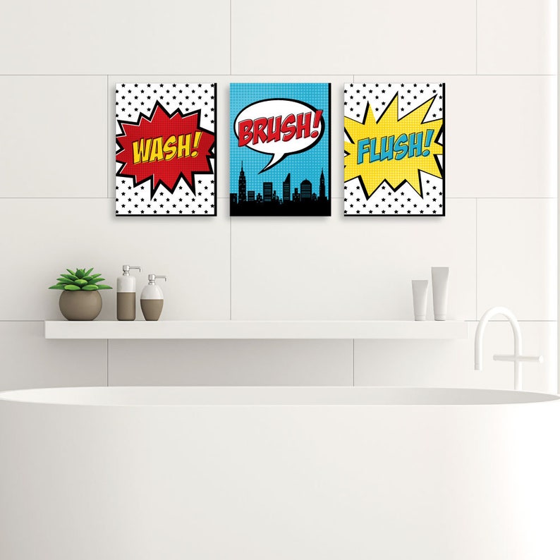 BAM Superhero Kids Bathroom Rules Wall Art Décor 7.5 X | Etsy