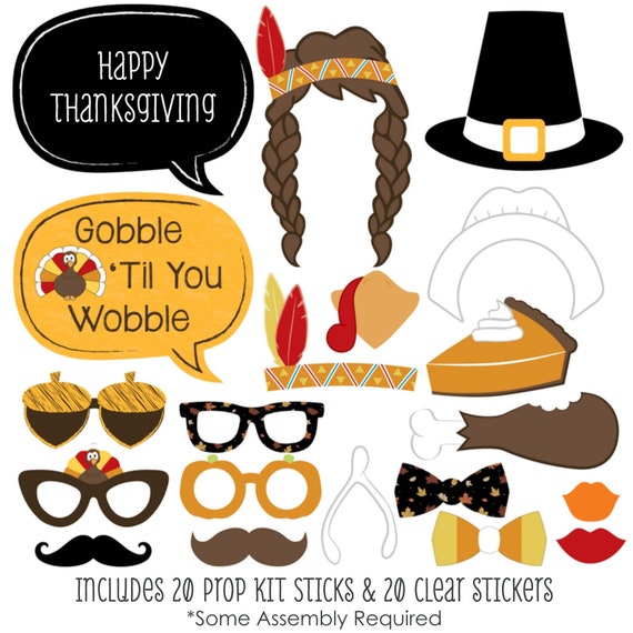 Give Thanks - Thanksgiving 20 Piece Photo Booth Props Kit - 20 Pieces ...