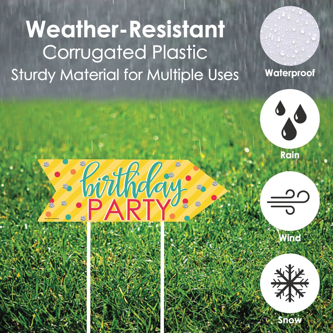 Colorful Happy Birthday Arrow Birthday Party Direction Signs - Etsy