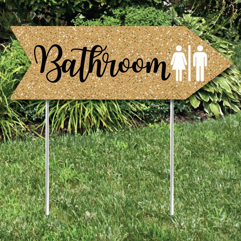 Gold Wedding Bathroom Signs Wedding Sign Arrow Double - Etsy
