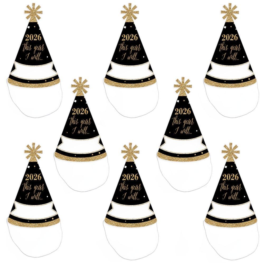 New Year's Eve - Gold - 2026 Cone New Years Eve Resolution Party Hats ...