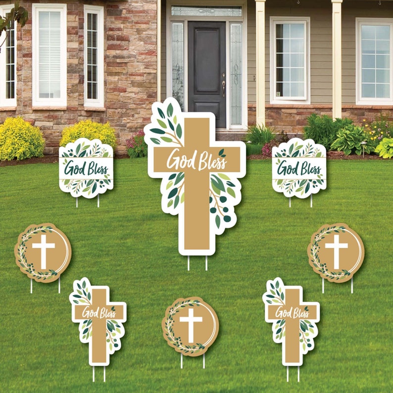 Elegant Cross Yard Sign and Outdoor Lawn Decorations | Etsy