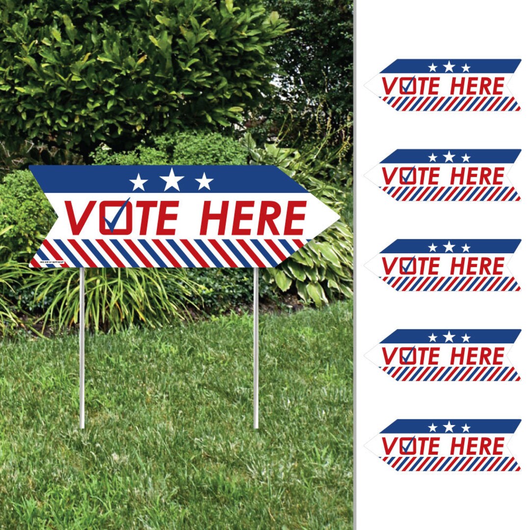 Vote Here - Arrow Political Election Day Direction Signs - Double Sided ...