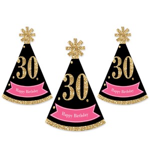 30th Birthday Party - Mini Cone Party Hats - Small Little Adult 30th ...