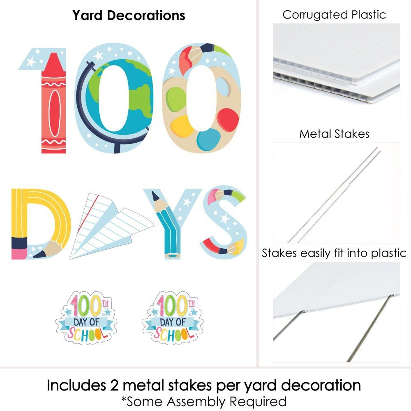 Happy 100th Day of School Yard Sign Outdoor Lawn Decorations - Etsy