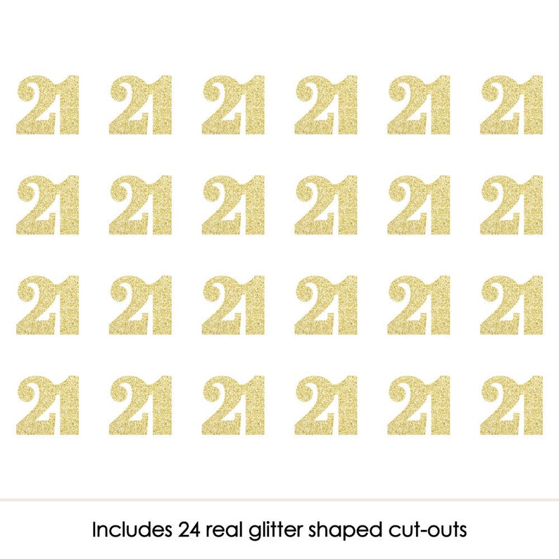 Gold Glitter 21 No-mess Real Gold Glitter Cut-out Numbers | Etsy