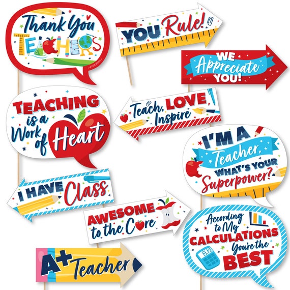 Funny Thank You Teachers - Teacher Appreciation Photo Booth Props Kit ...