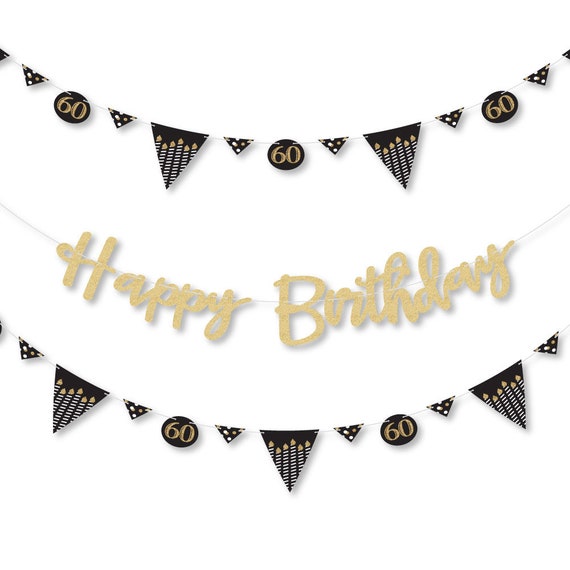 60th Birthday - Gold - Birthday Letter Banner Decoration - 36 Banner ...