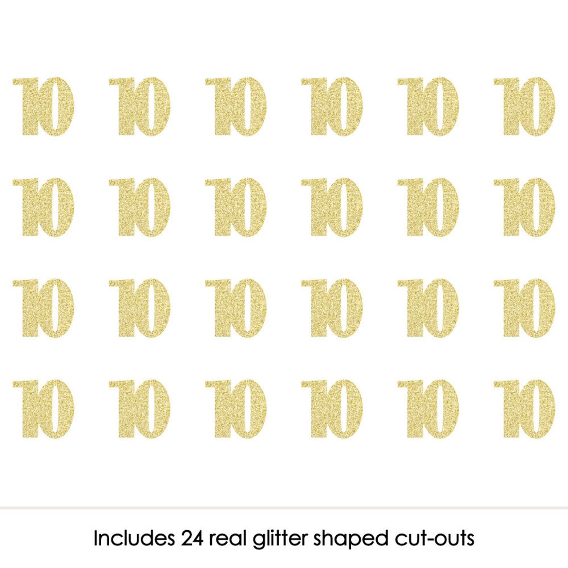 Gold Glitter 10 - No-mess Real Gold Glitter Cut-out Numbers - 10th ...