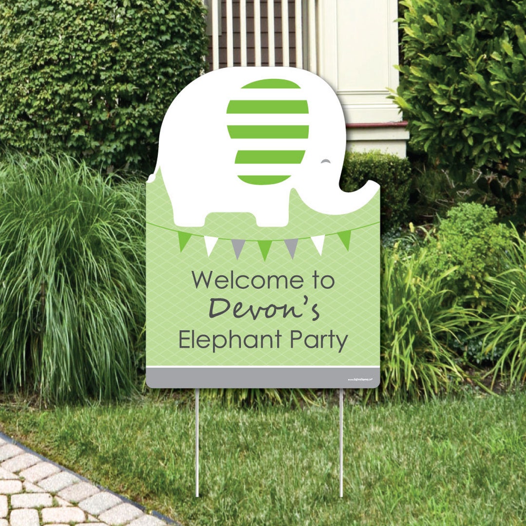 Green Elephant - Welcome Sign - 1st Birthday Party or Baby Shower ...