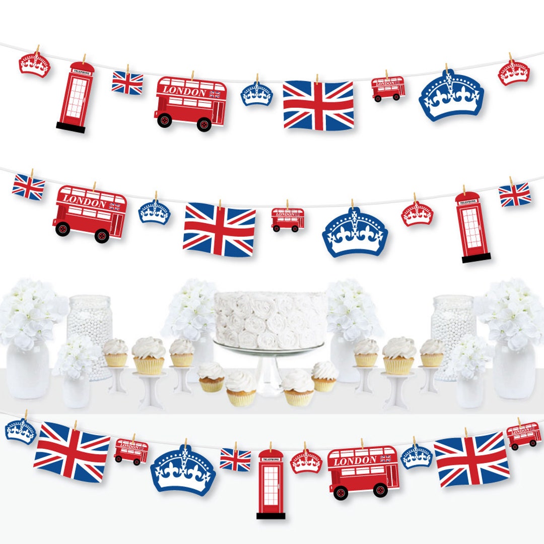 Cheerio, London - British UK Party DIY Decorations - Clothespin Garland ...