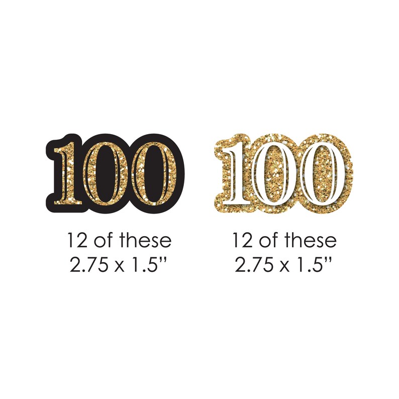 Small 100th Birthday DIY Shaped Paper Cut Outs - Adult 100th Birthday ...